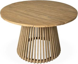 Sweeek Table &agrave; manger ronde en bois dacacia. 4 places. int&eacute;rieur et ext&eacute;rieur