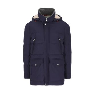 Brunello Cucinelli Homme, Vestes, Bleu, Taille: XL Veste &agrave; capuche matelass&eacute;e