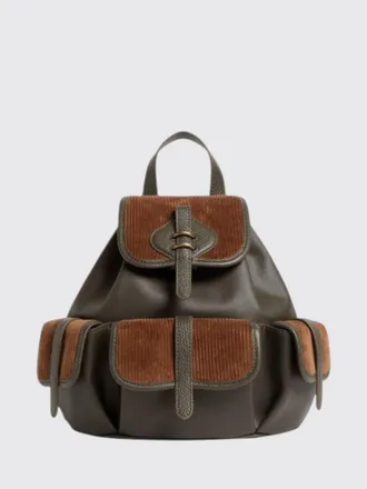 Coccinelle Sac &agrave; dos Mavery en velours et cuir avec fermoir &agrave; rabat