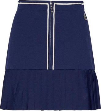Silvian Heach Femme, Jupes, Bleu, Taille: 42 FR Jupe Courte avec D&eacute;tails Contrast&eacute;s et Volant