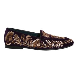 Dolce & Gabbana Velvet Floral Embroidery Loafers - - Shoes - Herren - Mehrfarbig - 42 EU