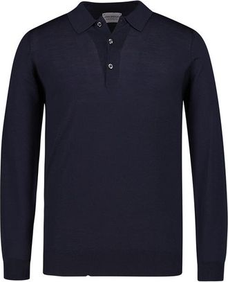 John Smedley Herren Pullover blau Merinowolle unifarben