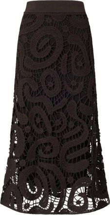 Pinko Pinko, Femme, Jupes, Brun, Taille: 40 FR Jupe midi g&eacute;om&eacute;trique en crochet