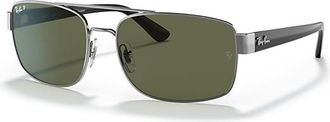Ray-Ban Rb3687 Sonnenbrillen Schwarz Fassung Grün Glas Polarisiert 58-17