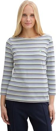 Tom Tailor 1045535 T-Shirt, 37371-blue Green Regular Stripe, M Femmes