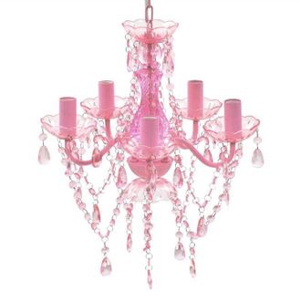 vidaXL Kronleuchter 5 Gl&uuml;hbirnen Rosa Vidaxl