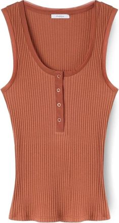 Motivi Geripptes Top mit Knopfleiste - - Tops - Damen - Orange - S
