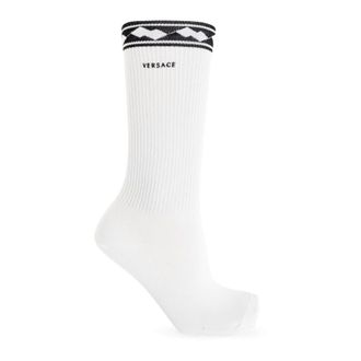 Versace Femme, Sous-v&ecirc;tements, Blanc, Taille: L Logo Socks