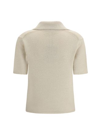 Gabriela Hearst Womens Sohan Polo Off White Kashmir-Capra Hircus Shirts Kashmir/capra T-shirts And Polos