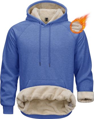 Magcomsen Hoodie Herren Pulli Sport Fleecepullover Thermo Kapuzenpullover Winter Sweatshirt mit Kapuze, Blaugrau, XXL