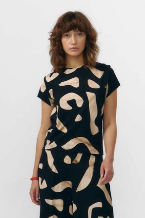 Suite13lab Damen vegan Top Tambre Print Stones Schwarz