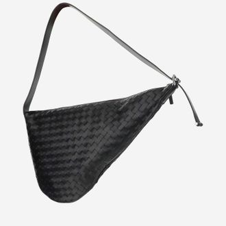 Bottega Veneta Mens Virgule Calfskin Messenger Bag Black