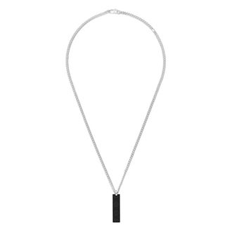 Gucci Tag-Halskette aus Sterlingsilber und schwarzem gummiertem Tag _L&auml;nge 50/55 cm - - Accessories - Damen - Grau - ONE SIZE