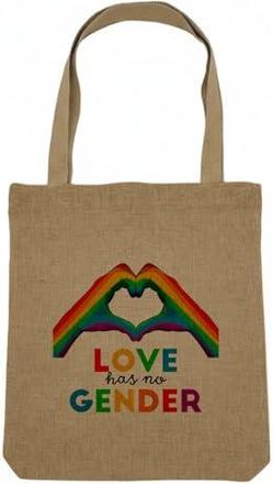 Fabulous Sac Shopping Tote Bag Aspect Lin - Love has no Gender LGBTQ+ Gay Lesbian Pride - Sac de Courses Toile Epaisse 360g Beige Naturel Cabas Port&eacute; Epaule So