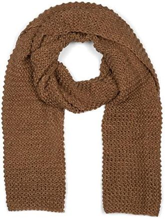 styleBREAKER Femme Longue &eacute;charpe en tricot avec motif de vagues, chaude &eacute;charpe dhiver en tricot Couleur unie 01018168, couleur:Marron