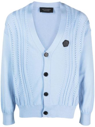 Viktor & Rolf cardigan en maille torsad&eacute;e &agrave; col v - Bleu