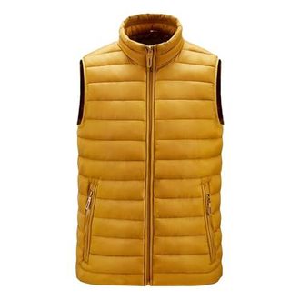 Generic Gilet dhiver l&eacute;ger et isol&eacute; pour homme, matelass&eacute;, r&eacute;sistant &agrave; leau, sans manches, pour lautomne et lhiver, jaune, 3XL