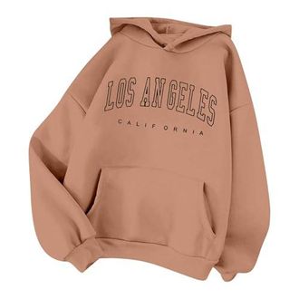 Generic Pullover &agrave; capuche femme Oversize Los Angeles Hoodie Pullover avec capuche Hiver Manches longues Sweat-shirt &agrave; capuche Col rond Sweat &agrave; capuche Mode D