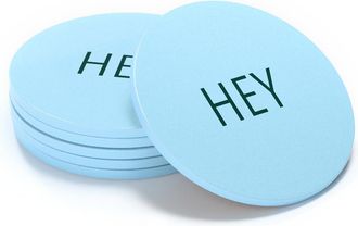 Luna Via Untersetzer Words, hochwertiger Keramik, Inspirierende Designs (Hey Hellblau-Flaschengrün)