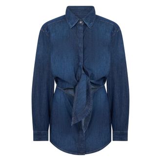 Diesel Femme, Blouses et Chemises, Bleu, Taille: 36 FR Veste en jean avec ceinture