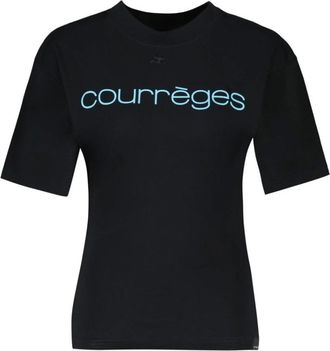 Courr&egrave;ges Femme, Tops, Noir, Taille: 40 FR Waisted Printed T-Shirt