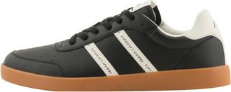 A|X Armani Exchange Herren Berlin, Double Stripes Logo Sneaker, Black+ Off White, 40.5 EU