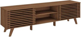 IDIMEX Meuble TV en pin massif brun fonc&eacute; - 2 portes coulissantes - &Eacute;tag&egrave;res ajustables - Dimensions 175 x 50 x 38 cm