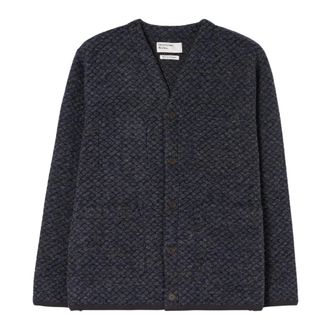 Universal Works Cardigan Diamond Fleece - Homme - Pulls - Noir - Taille: L
