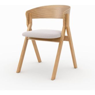 Rendez-Vous D&eacute;co Chaise en bois dh&eacute;v&eacute;a et tissu beige - H&Eacute;LO&Iuml;SE