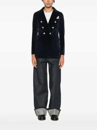 Circolo 1901 Velvet Double-Breasted Blazer - Navy