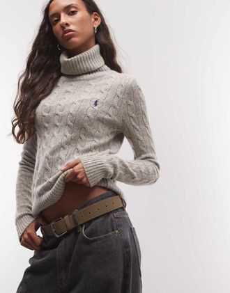 Polo Ralph Lauren pull col roul&eacute; &agrave; logo icon en cr&egrave;me-Blanc