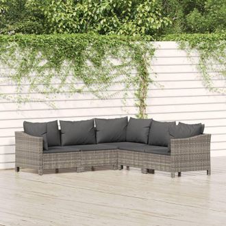 vidaXL Vidaxl - Salon de jardin 5 pcs avec coussins Gris R&eacute;sine tress&eacute;e