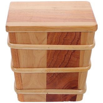 NUOBESTY Reisfass Quadratischer Bambus Eimer f&uuml;r Ged&auml;mpften Reis und Mehl Geeignet f&uuml;r Heimische K&uuml;che und Sauna