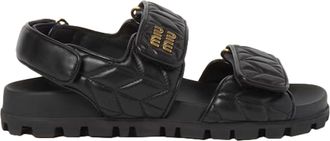 Miu Miu Sporty Matelass&eacute; Leather sandals