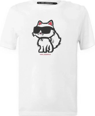 Karl Lagerfeld Femme, Tops, Blanc, Taille: 40 FR Ikon Sketch Choupette T-shirt