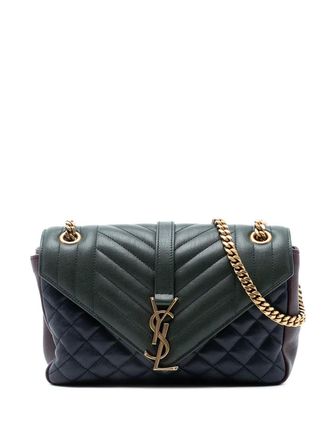 Saint Laurent 2016 Medium Tricolor Sheepskin Triquilt Monogram College Bag crossbody bag - Blau