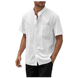 Generic Chemise d&eacute;contract&eacute;e &agrave; manches courtes pour homme, chemise classique confortable tendance et vintage, hauts basiques essentiels, hauts l&eacute;gers et respi