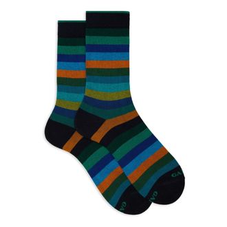 Gallo Gallo, Homme, Sous-vêtements, Multicolore, Taille: M Chaussettes courtes en coton vert pour hommes à rayures régulières