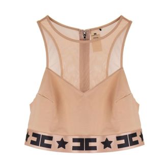 Elisabetta Franchi Sheer Sporty Top - - Tops - Damen - Braun - L