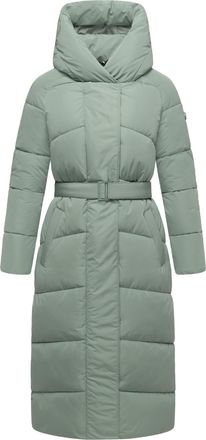 Navahoo Damen Extralanger Wintermantel warmer Steppmantel mit Tailleng&uuml;rtel Eisblick 14 Smokey Mint Gr. XXL