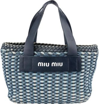 Miu Miu Crossbody Bags - Miu Miu Braided Denim Bucket Handbag - Gr. unisize - in Blau - für Damen