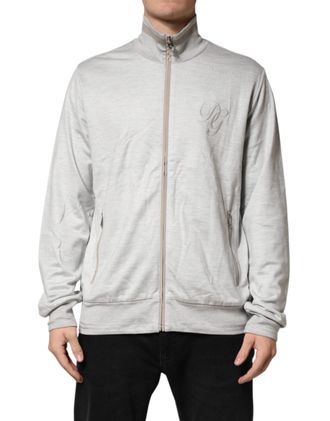 Dolce & Gabbana Mens Cotton-Blend Zipped Cardigan Gray Clothing