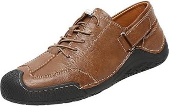 Generic Chaussures en cuir vintage &agrave; lacets pour homme - Bout rond - Chaussures plates tendance - Antid&eacute;rapantes - Chaussures basses d&eacute;contract&eacute;es pour &eacute;v&eacute;nem