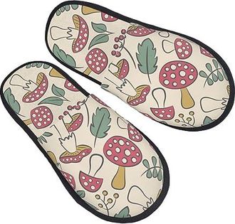 Generic Motif Mignon De Champignons Et De Feuilles Pantoufles En Peluche Automne Pantoufle Doux Slippers Pour Unisex Chambre Extérieur L