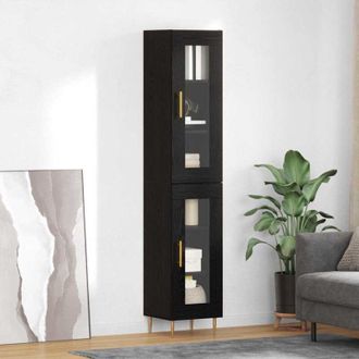 vidaXL vidaXL Haut Armoire 2 pcs Ch&ecirc;ne noir Verre