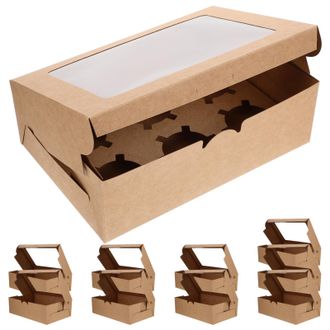 Aboofan 10st&uuml;cke Cupcake Boxen Mit Fenster Aus Papier Ei Torte Verpackung Boxen F&uuml;r Cupcakes Eierkuchen Geb&auml;ck B&auml;ckerei- Muffin-donut