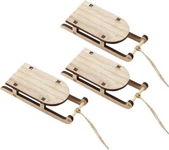 BESPORTBLE Lot de 3 mini luges miniatures en bois - Plateau de table en bois