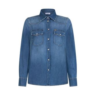 Liu Jo Femme, Blouses et Chemises, Bleu, Taille: 38 FR Chemise en jean