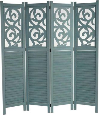 Hhg Paravent Izmir, Raumteiler Trennwand Sichtschutz, Ornamente 170x161x2cm, grün