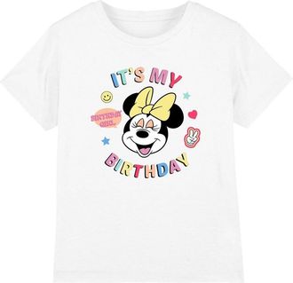 Minnie Mouse Its My Birthday Girls T Shirt, White, 3-4 Years